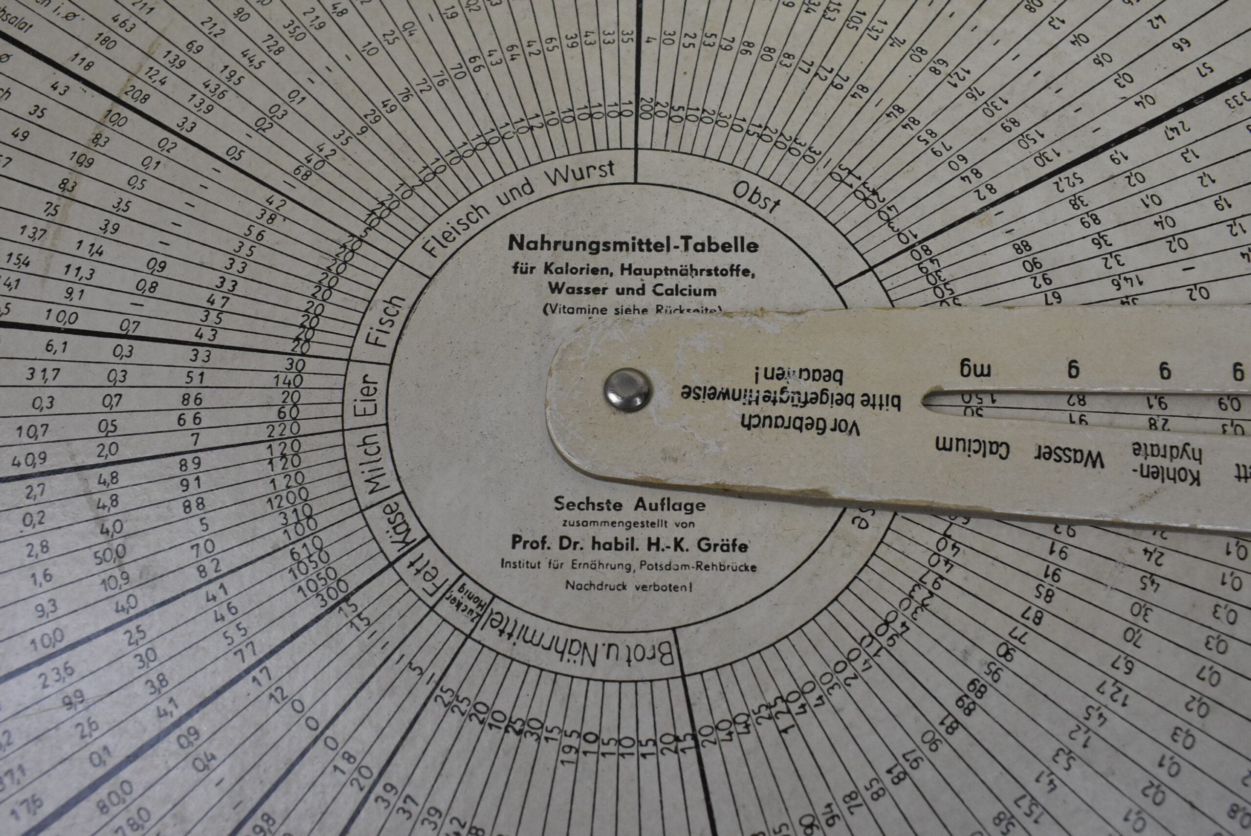 Nahrungsmittel - Tabelle Circular Slide Rule/Calculator 80214946 - G&M ...